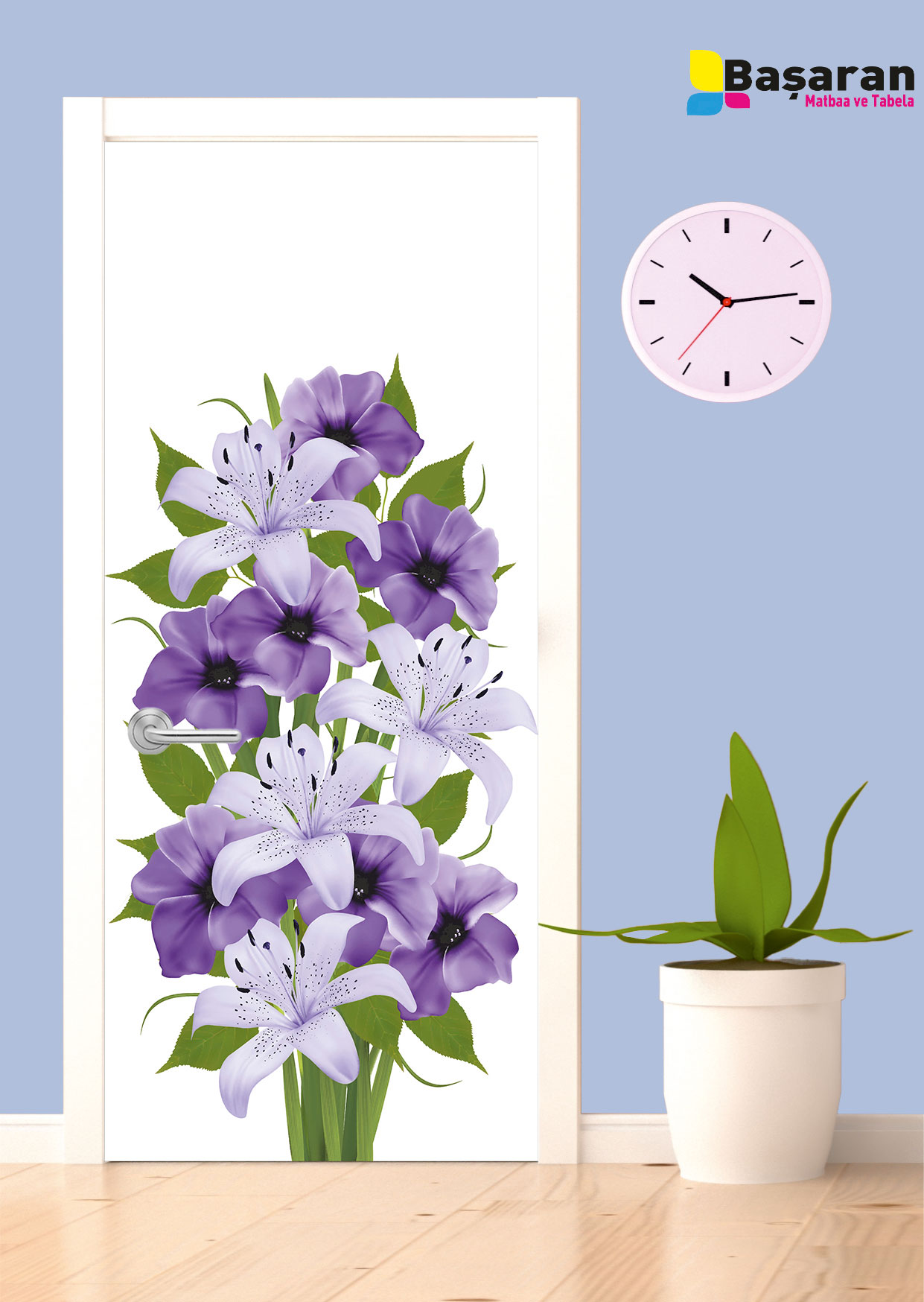 EV İŞ YERİ OKUL KAPI GİYDİRME Zambak Çiçek - Ev-Okul-İş yeri Kapı Giydirme